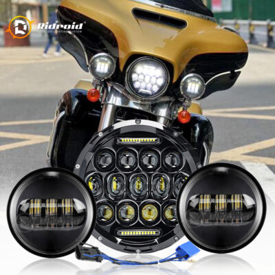 For Harley Davidson Ultra Limited FLHTK 7 inch LED Headlight + 4.5 ...