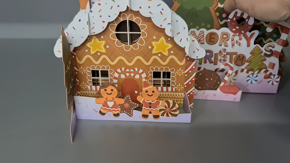 3D Merry Christmas Gingerbread House Pop Up Card With Flashing Lights ...
