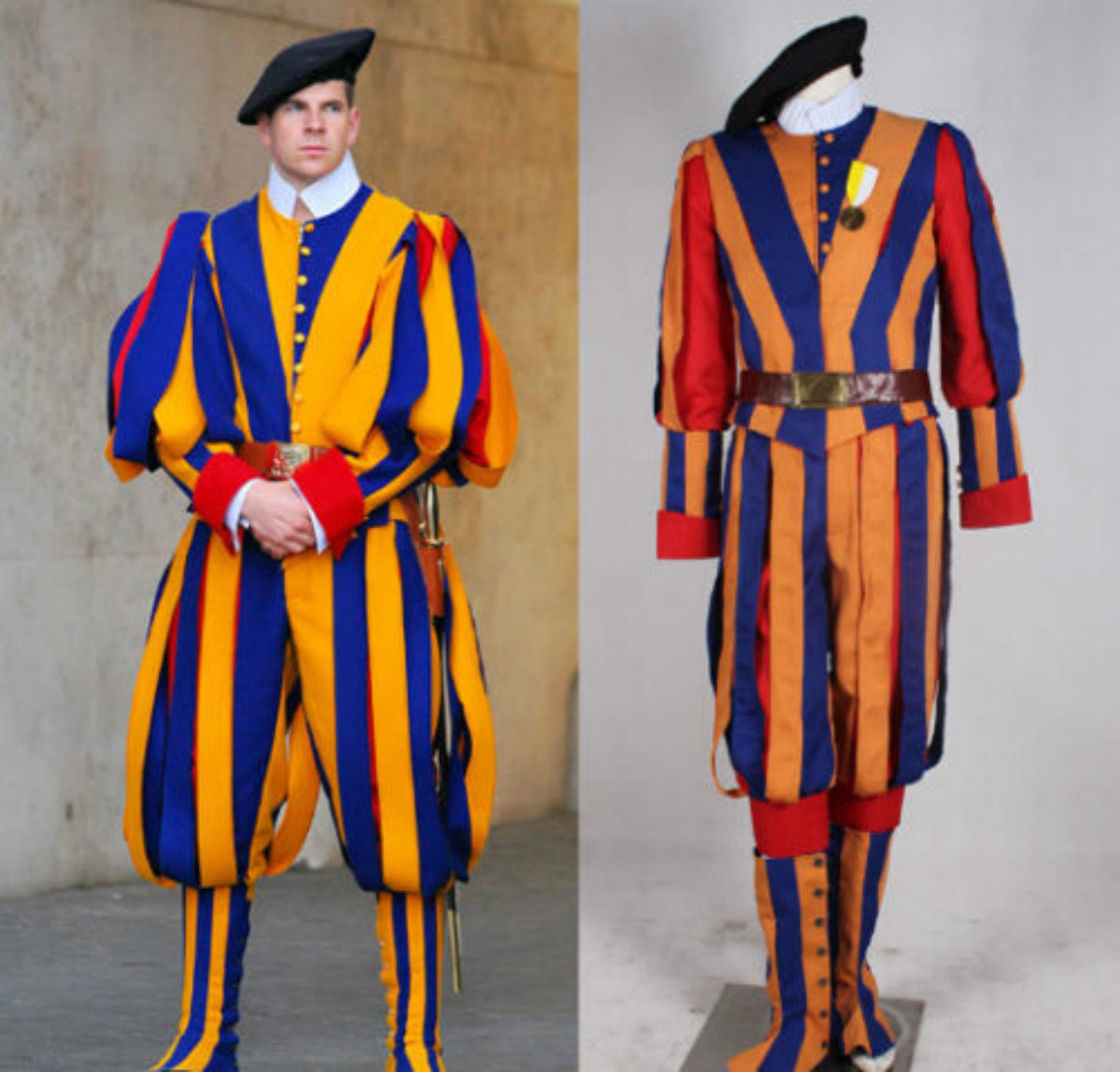 Switzerland Soldiers Cosplay Costume Papal Swiss Guard Uniform Carnival ...