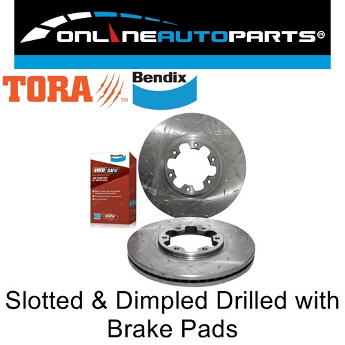 Front Drilled + Slotted Disc Brake Rotors Bendix Pads for Nissan ...