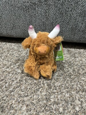 Living Nature Smols Highland Cow Coo Brown Furry Soft Plush Toy Small 6 ...