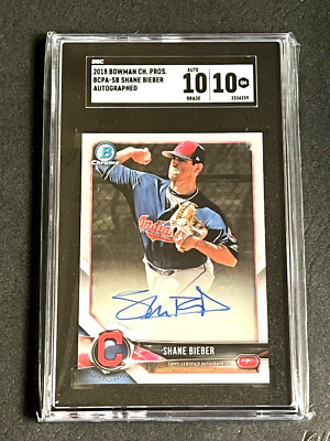 2018 Bowman Chrome Prospect Shane Bieber #BCPA-SB SGC 10 GEM MT Rookie ...