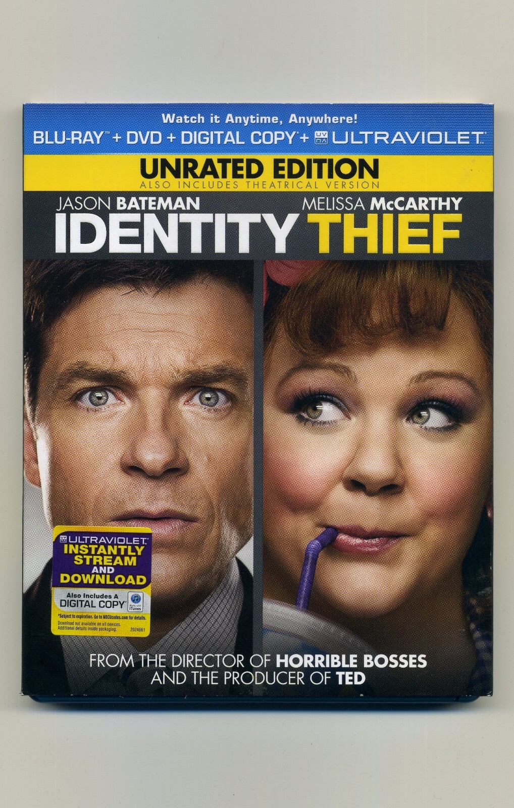 Identity Thief (Blu-ray & DVD) UNRATED EDITION Jason Bateman & Melissa ...