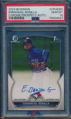 PSA 10 ENMANUEL BONILLA AUTO 1st 2023 Bowman Chrome Prospects JAYS RC ...