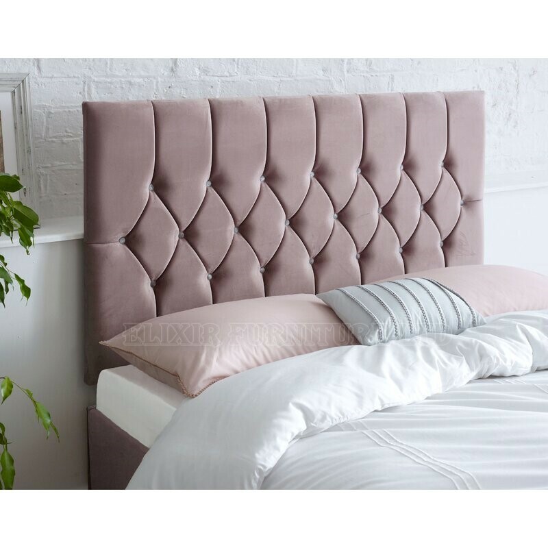 Headboard Plush Velvet Diamond Cut - 2ft6, 3ft, 4ft, 4ft6, 5ft, 6ft ...