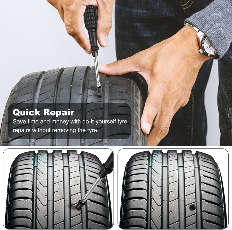 101PCS Car Tubeless Vacuum Tyre Puncture Repair Kit Screw Nails Tire ...