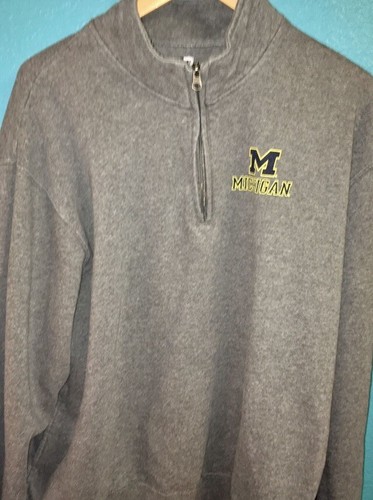 Michigan Wolverines Sweater Mens 2XL XXL Gray Pullover 1/4 Zip ...
