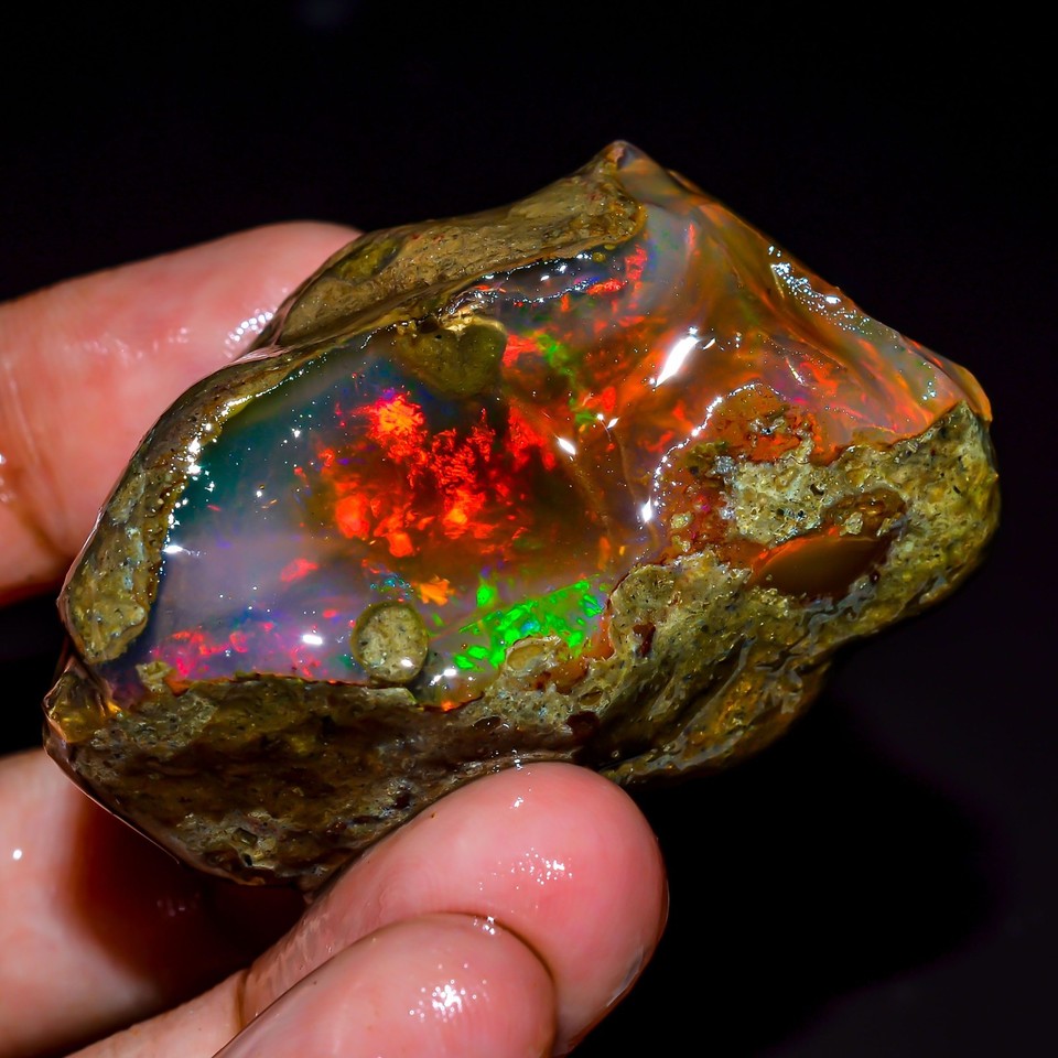 Ethiopischer Opal Rohkristall Feuer Opal Natur, Mehrfarbig, 46x28x22mm ...
