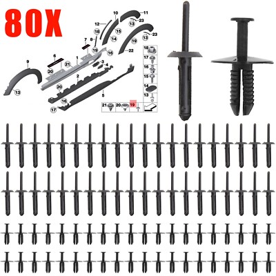 80 FOR BMW X3 E83 X5 E53 6mm WING WHEEL ARCH TRIM PLASTIC RIVETS ...