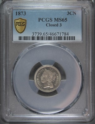 1873 Closed 3, 3 Cent Nickel MS65 PCGS Gold Shield. Offering combined shipping. | eBay