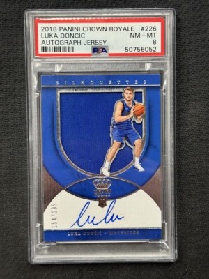 Luka Doncic 2018 Crown Royale Rookie Silhouettes Patch Auto PSA 8 #226 ...