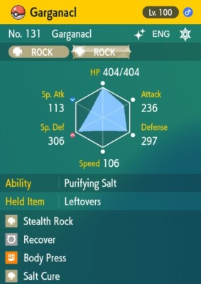 Pokemon Scarlet and Violet 6iv Shiny Max EV Garganacl | eBay