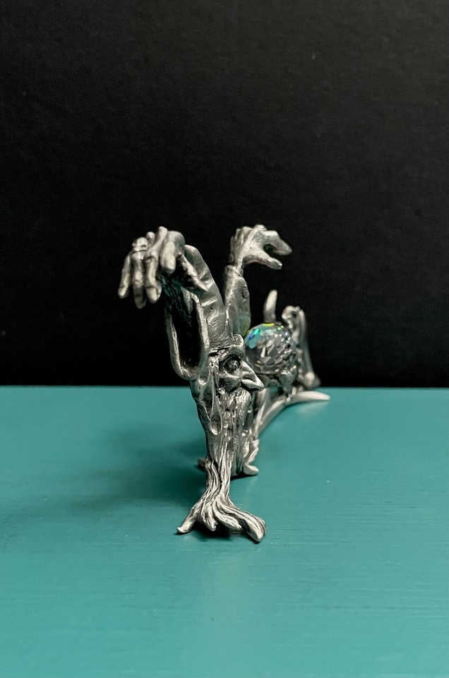 Image Pewter Wizard Magic Crystal Ball Lightening Bolt Figurine LOTR ...