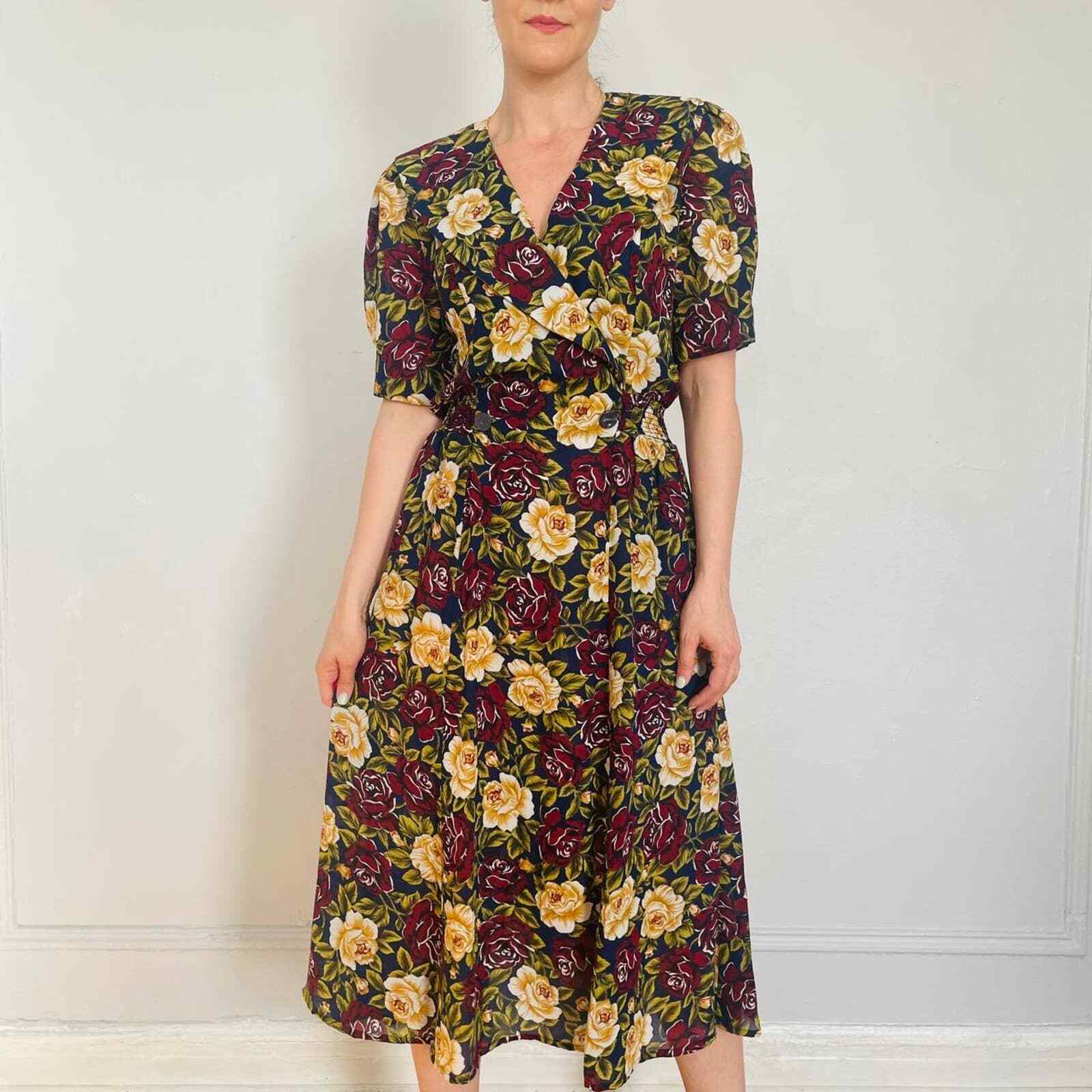 CHAUS 80s navy floral dress - Gem
