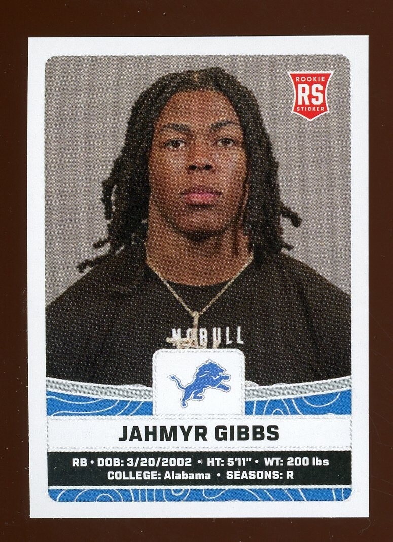 2023 Panini NFL Sticker RC JAHMYR GIBBS Lions #387 ROOKIE | eBay