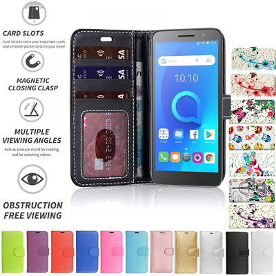 For Alcatel 1, 2019, 2021, Case Cover Flip Wallet Folio Book Leather | eBay