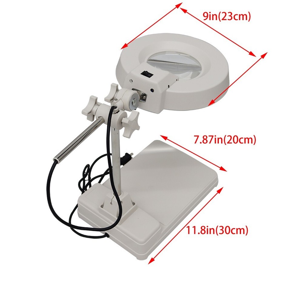 15 Time Benchtop LED Magnifier Cross Holder Magnifying White Glass Lens ...