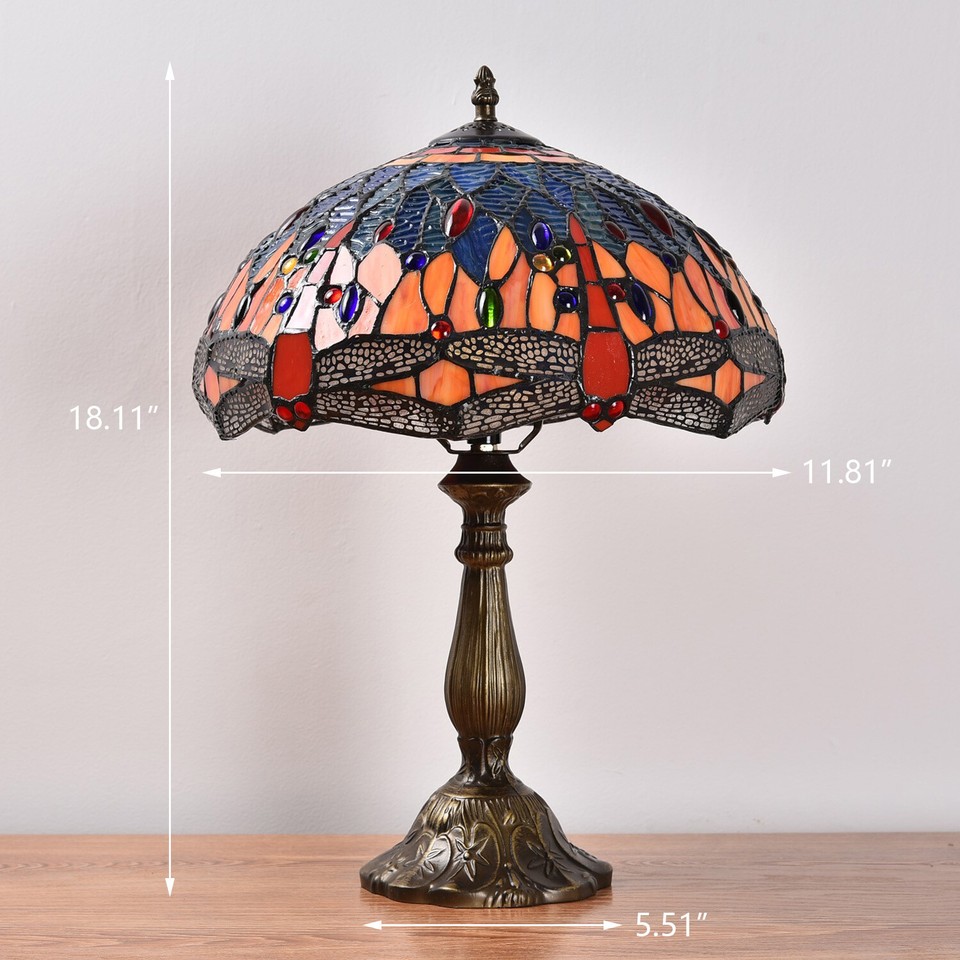Tiffany Style Table Lamps Handcrafted Stained Glass Art Light Bedside ...
