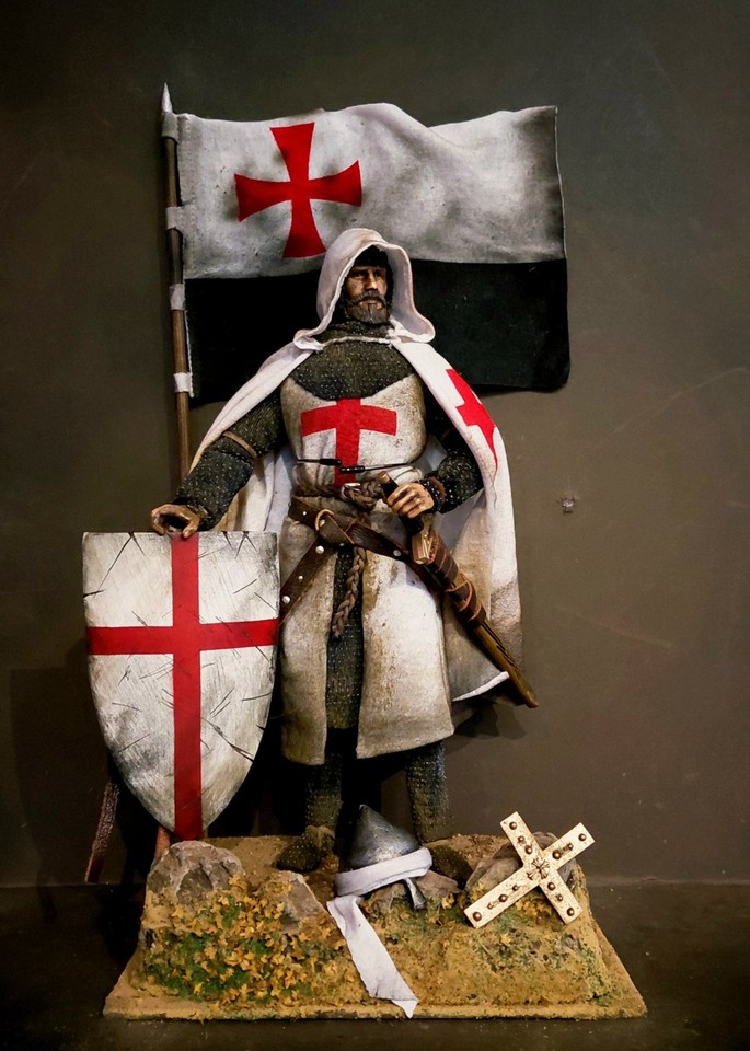 12" CUSTOM KNIGHTS TEMPLAR CRUSADER, MEDIEVAL MILITARY ORDER 1/6 FIGURE ...