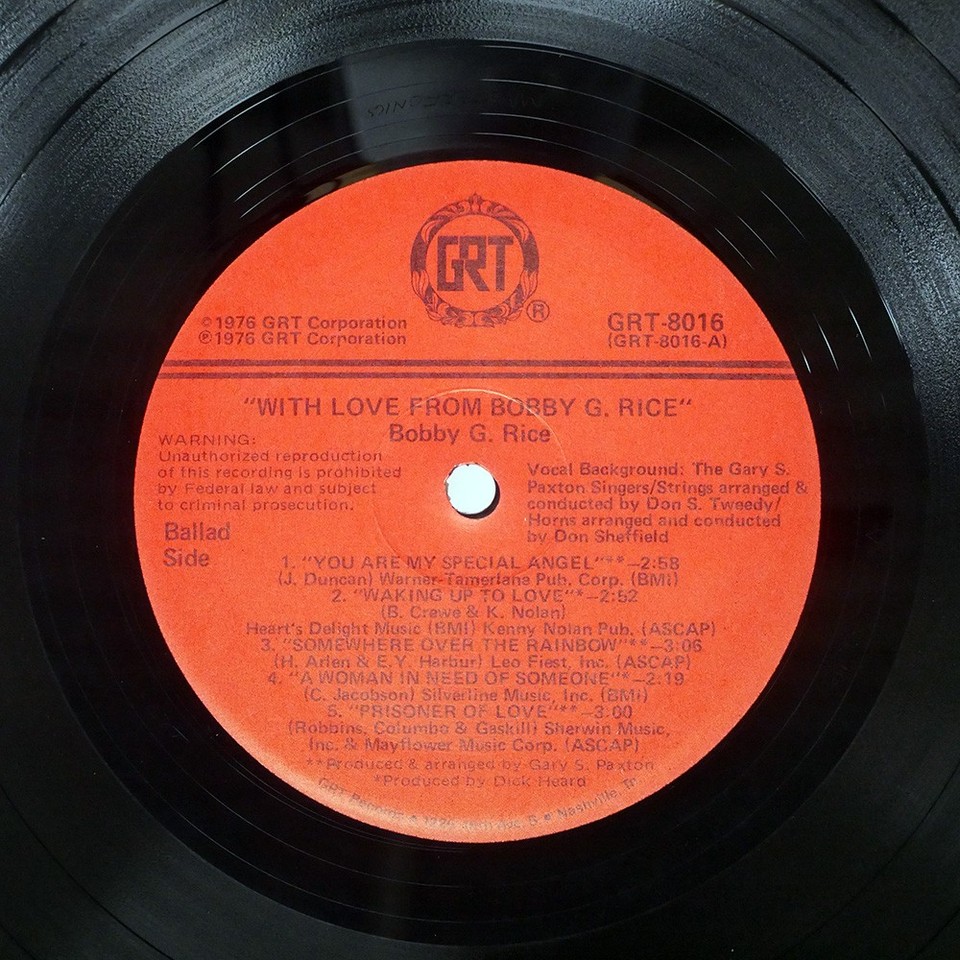 BOBBY G. RICE WITH LOVE FROM. GRT GRT8016 US LP | eBay
