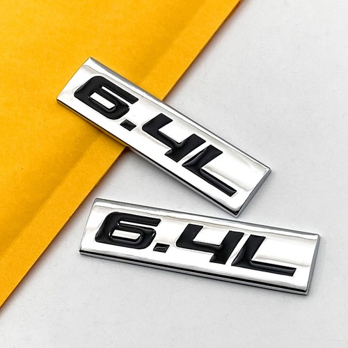 2x Black Chrome Side Fender 6.4L Metal Logo V6 V8 Engine Emblem Racing ...