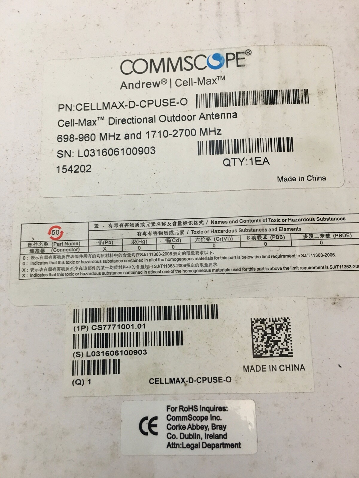 NEW COMMSCOPE CELLMAX-D-CPUSE-O Four-way Low Power Splitter, 555–2700 ...