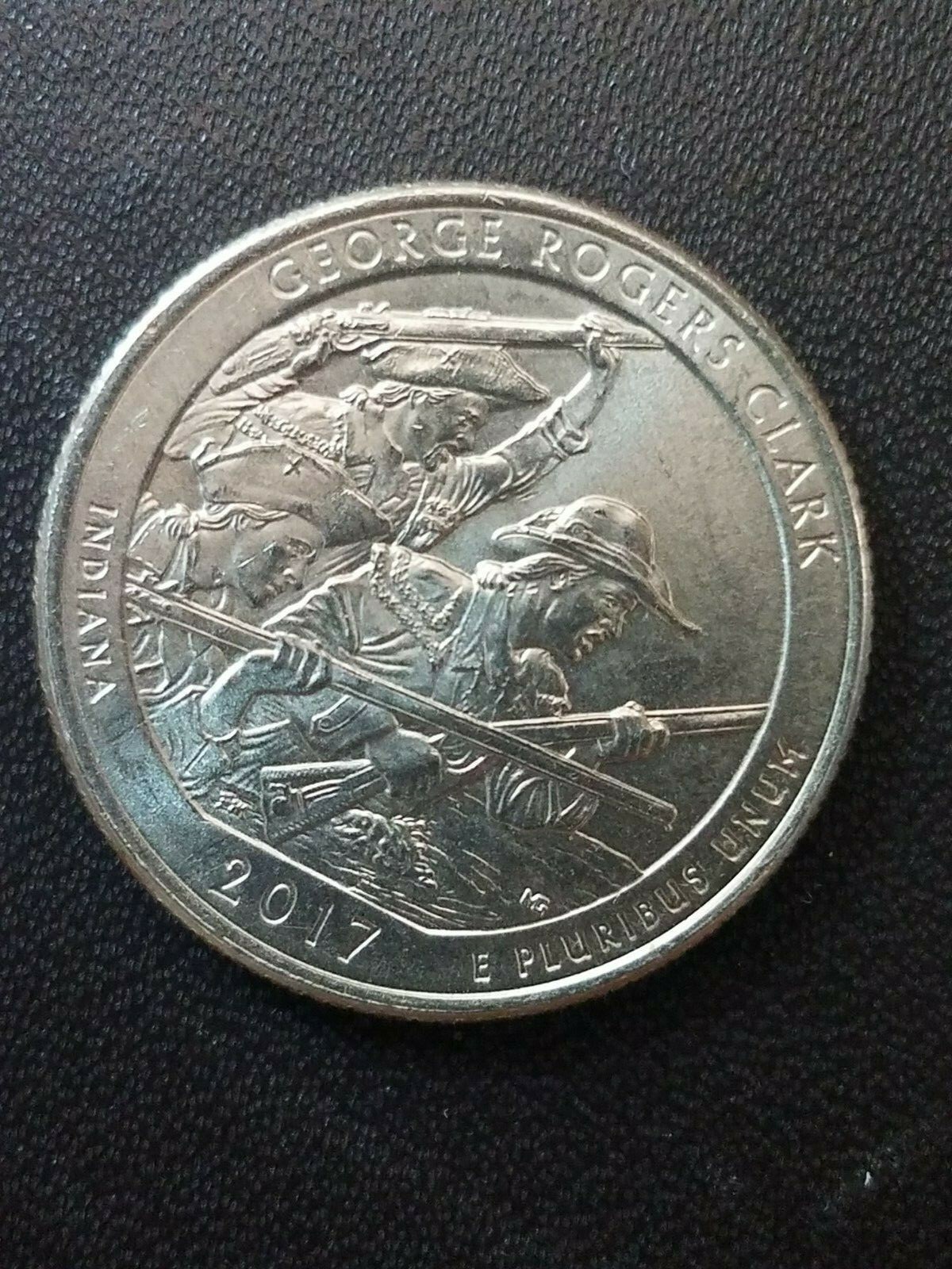 2017 P Indiana Rogers Clark Quarter Error Huge Rifle Cud Reverse Die ...