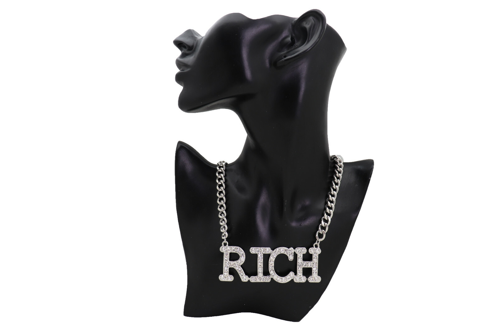 Women Hood Fashion Necklace Silver Metal Chain RICH Pendant Hip Hop Hot ...