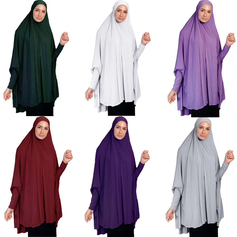 Muslim Women Long Prayer Scarf Dress Hijab Islam Full Cover Overhead ...