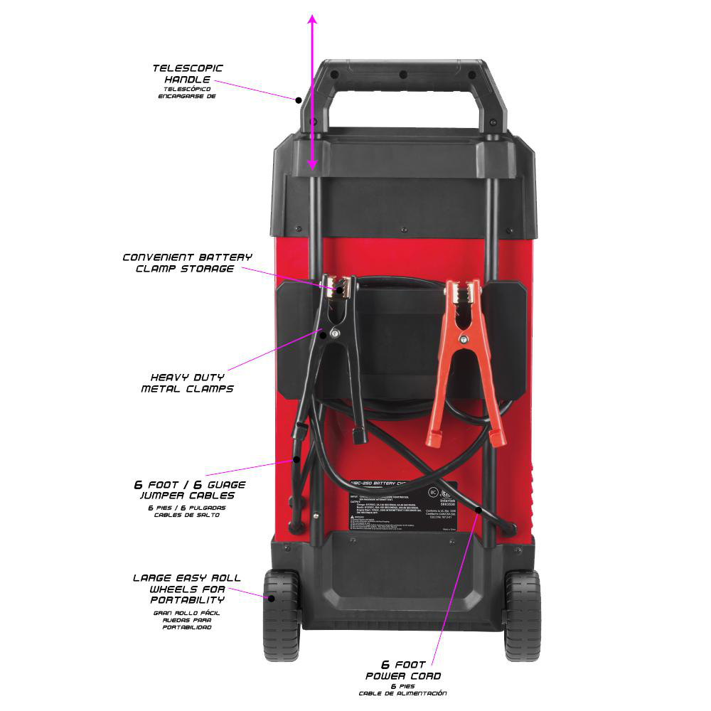 Wheel Automotive Battery Charger For 6V & 12V Batteries 250 Volt 50 AMP ...