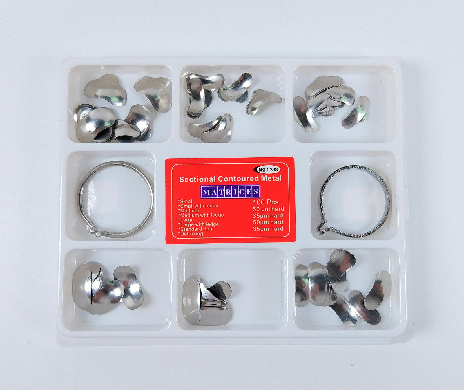 TOR VM 100Pcs Dental Matrix Bands Sectional Contoured Matrices Wedges ...