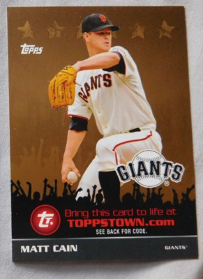 2009 Topps Update Ticket to ToppsTown Gold #FCTTT73 Matt Cain Giants | eBay