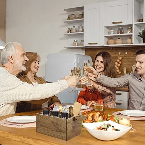 Acacia Silverware Caddy with Handle, Wooden Utensil Holder, Mulip-pose ...