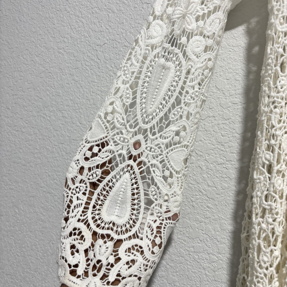 Johnny Was Kimono Embroidered Eyelet Crochet Lace Open Front Medium ...