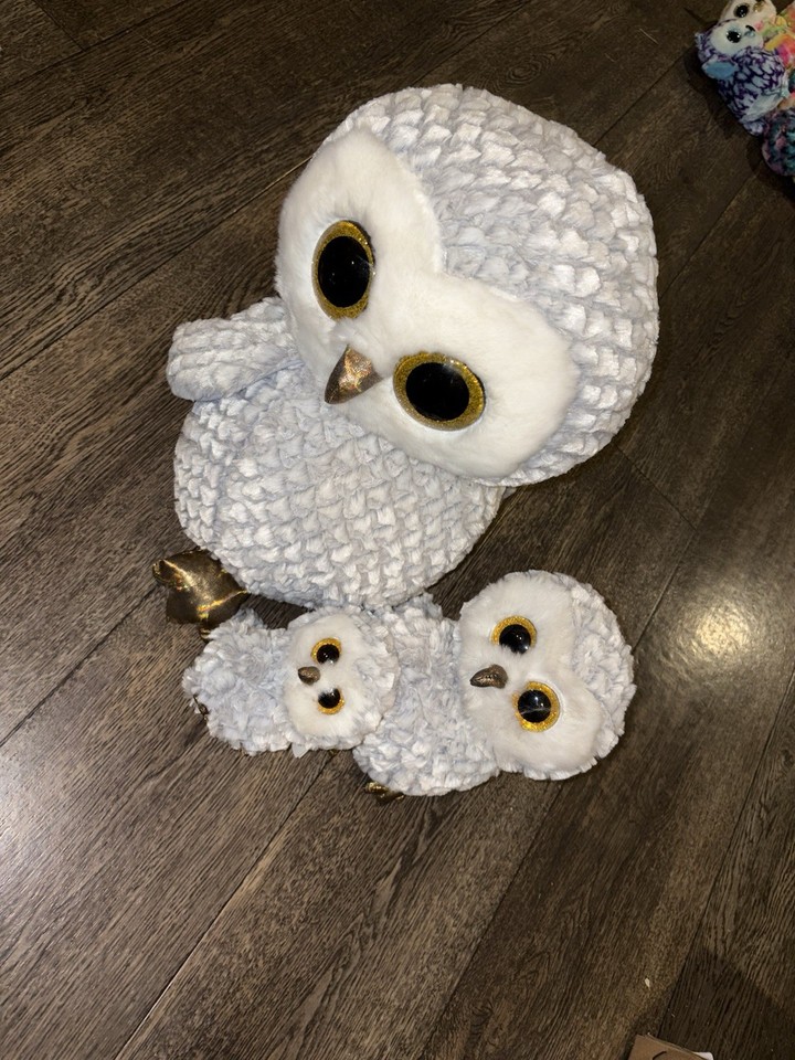 Ty Beanie Boo grey Owl Lot of 3 1 Lg., 1 med., 1 small All With tags | eBay
