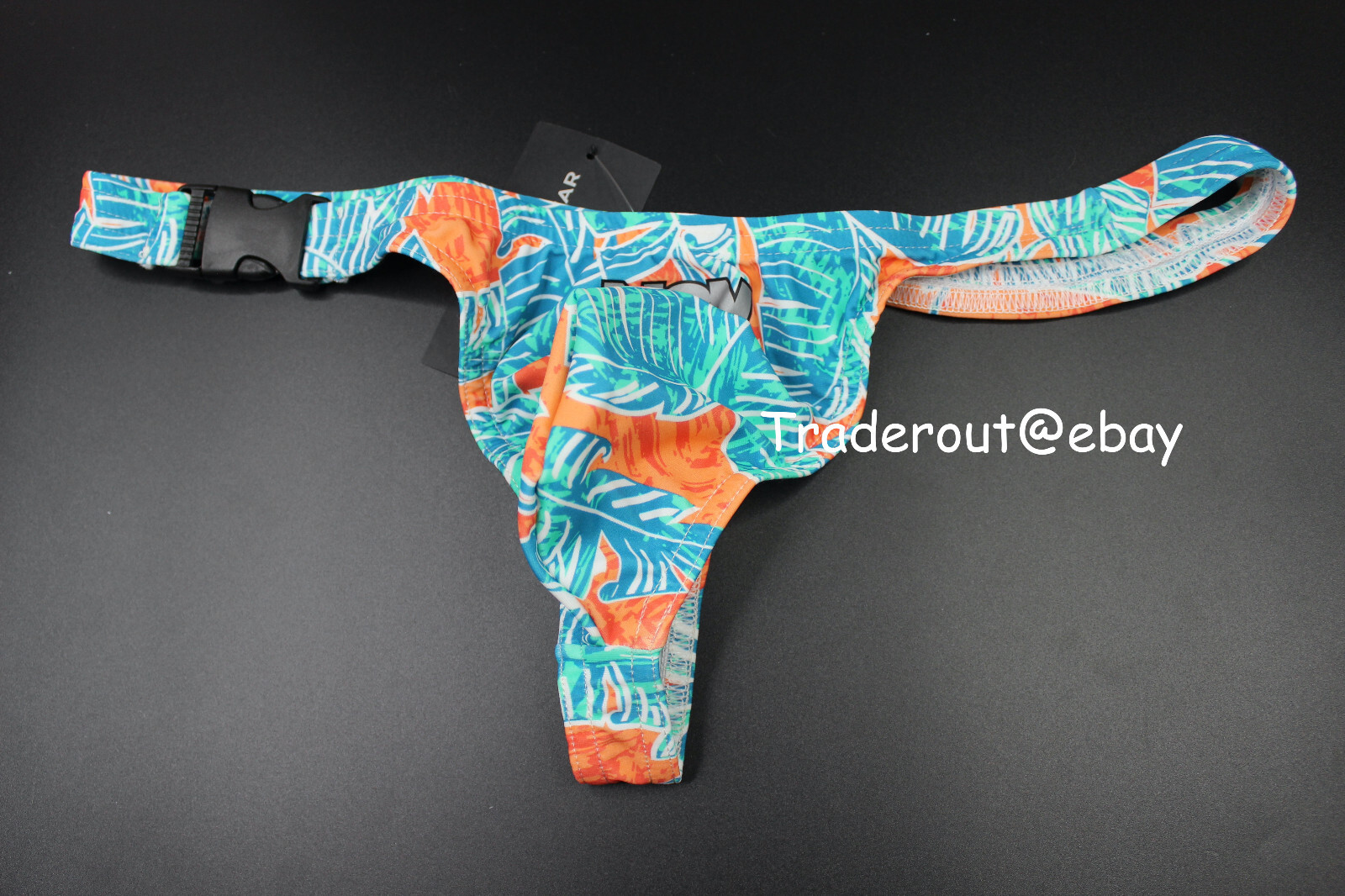 N2N Bodywear Men Orange blue Palm Frond swim thong G-string swimwear ...