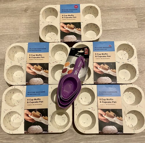 Silicone NonStick 6 Muffin/Cupcake Bakeware (set of 5 w/ Measuring ...