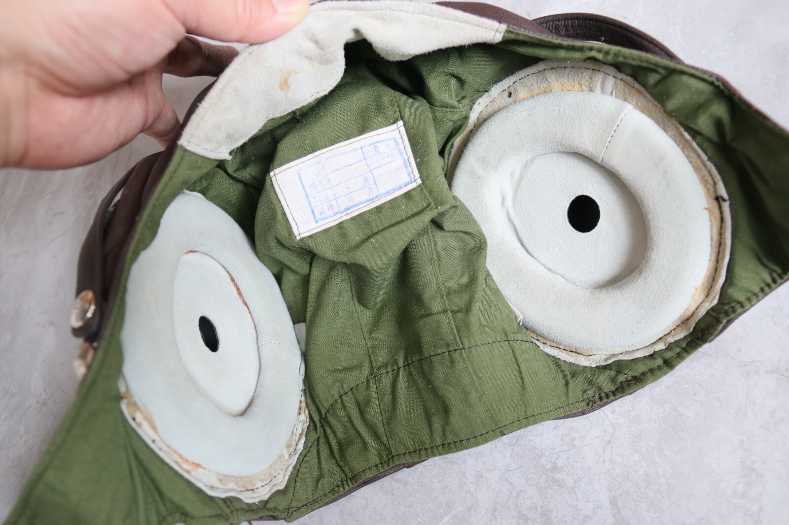 Original Surplus Air Force Early Leather Pilot Helmet,Mask 6505,Clear ...