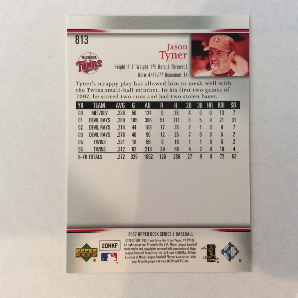 2007 Upper Deck #813 Jason Tyner Minnesota Twins | eBay