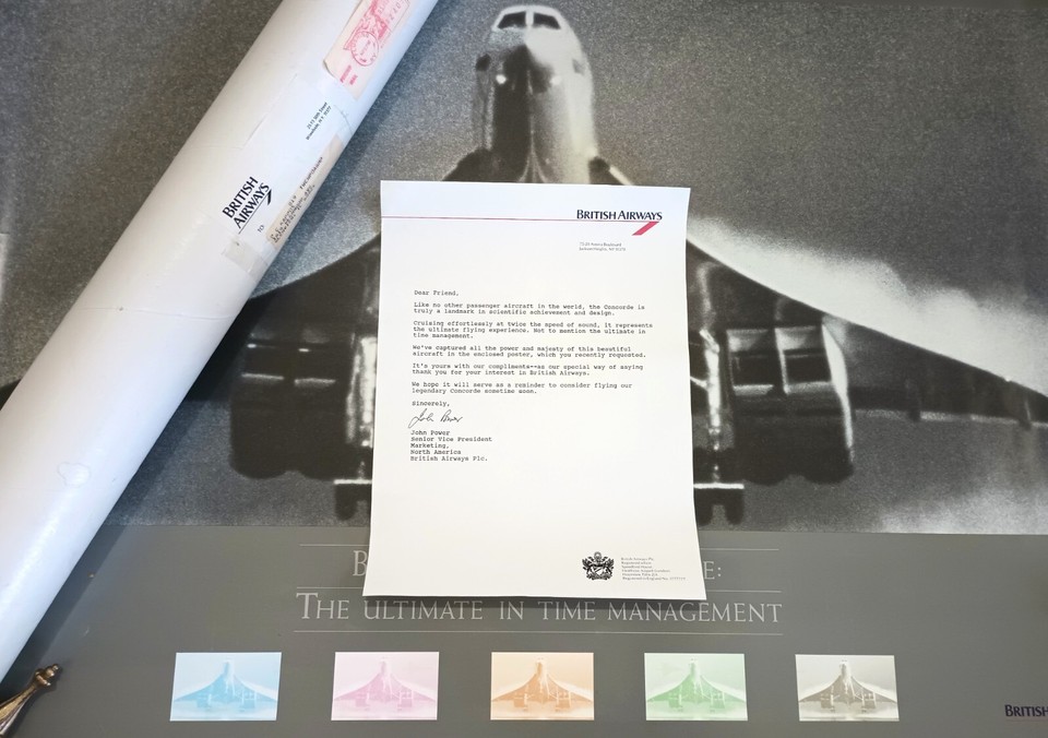ORIG. AUTHENTIC BRITISH AIRWAYS CONCORDE POSTER w/ANDREW MARVELL QUOTE ...