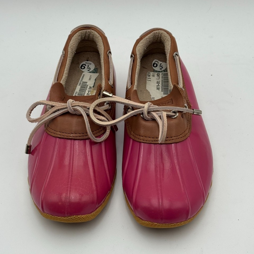 Sperry Top Sider Waterproof Rubber Boot Hot Pink Boat Shoes Preppy Rain ...