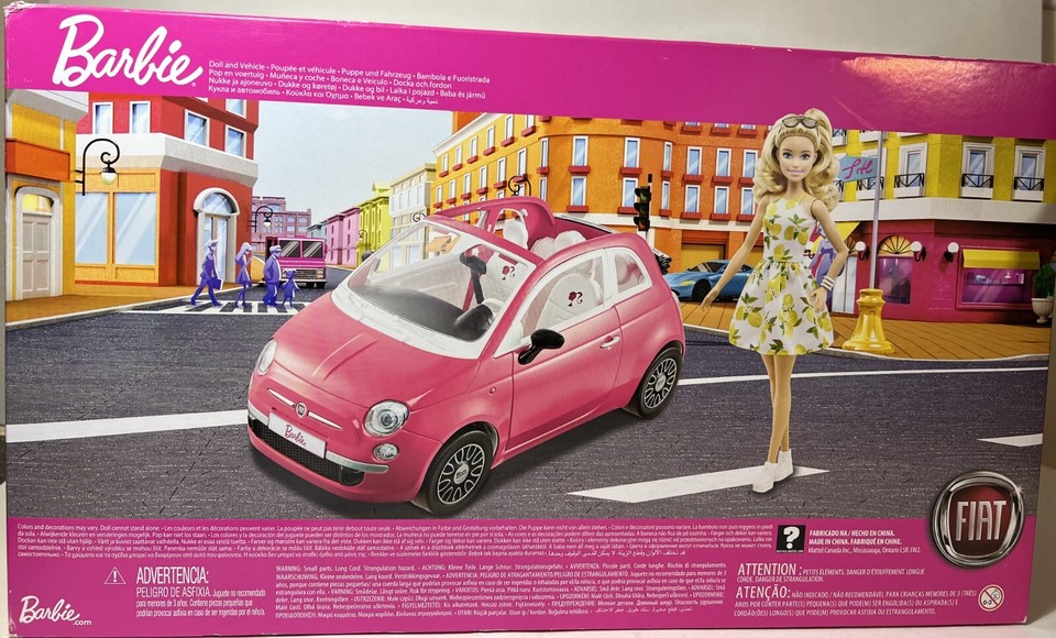 2020 Barbie Fiat 500 Car That Seats 4 with Fashion Doll Included Pink ...