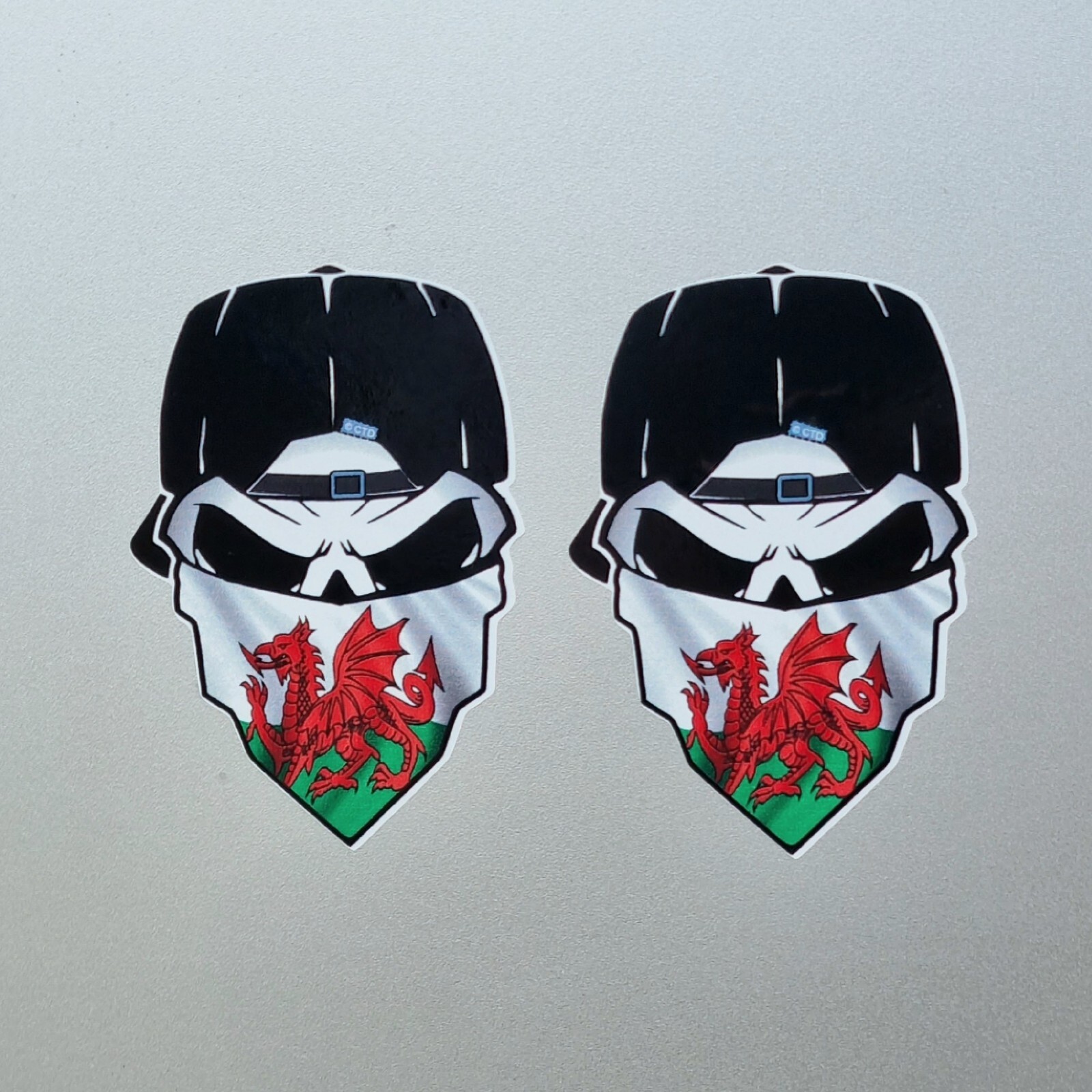 2x Small Skull With Face Bandana & Wales Welsh Flag Vinyl Sticker Decal ...