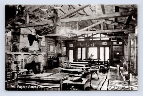 Will Rogers Ranch Home Interior RPPC Los Angeles Vintage Photo Indian ...