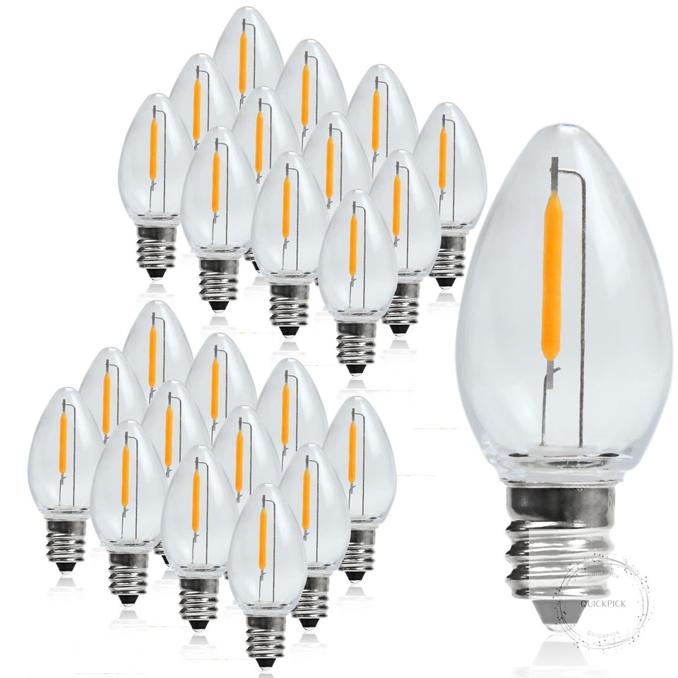 25 Pack C7 LED Night Light Bulbs Christmas Replacement Bulbs E12 ...