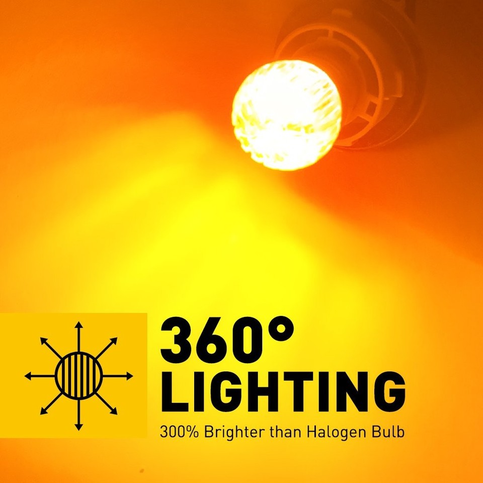 Pair LED 1157 Bulbs Brigth Amber Yellow Turn for Signal Lights CANBUS ...