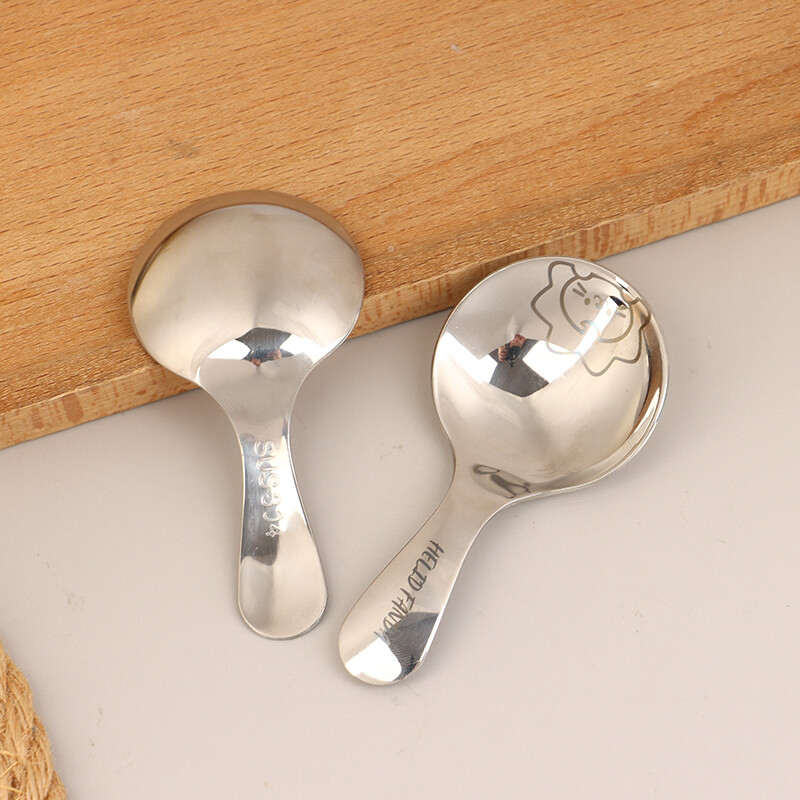 Short Handle Spoon 304 Stainless Steel Ice Cream Dessert Spoons ...