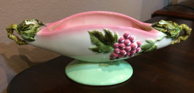 Tokay USA Vintage TUSCANY Pink & Green VASE or BOWL w/ CANDLESTICKS ...