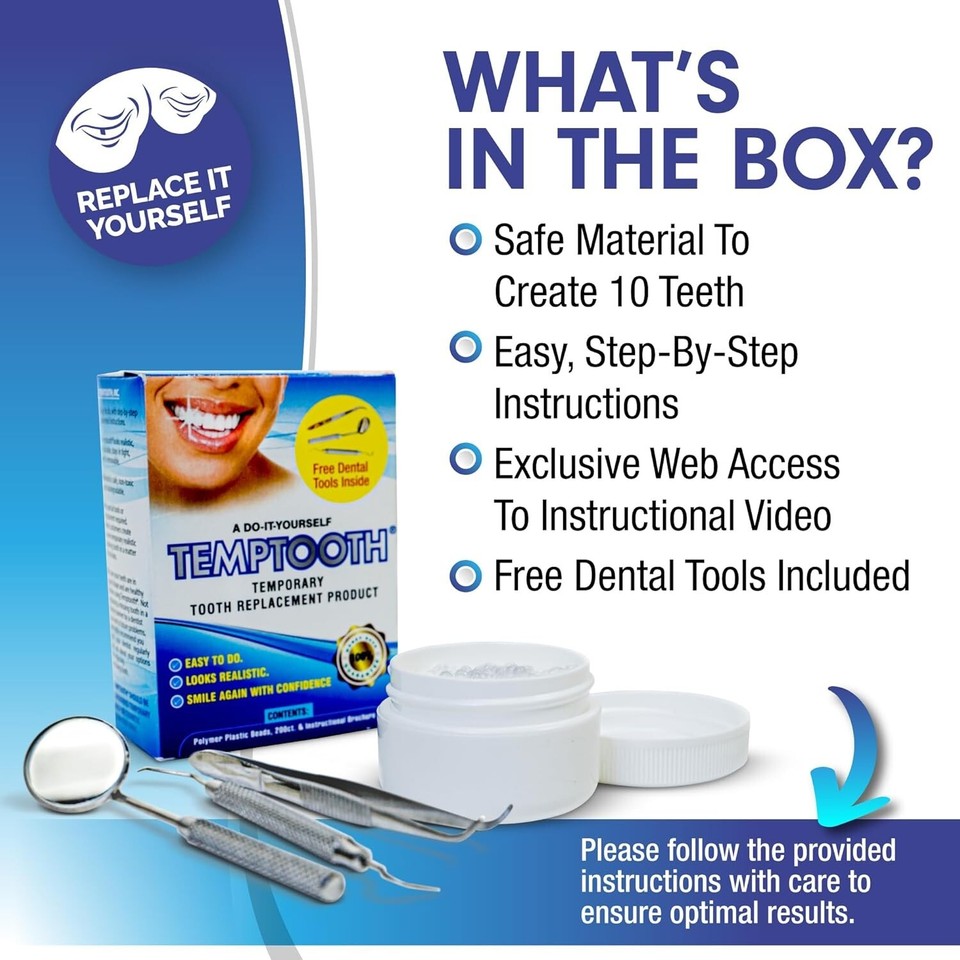 Temporary Tooth Replacement Kit Moldable Approved Easy Fix for Missing ...