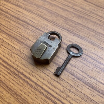 PADLOCK OR LOCK WITH KEY OLD OR ANTIQUE BRASS MINIATURE SIZED. | eBay